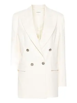 PAROSH Cotton Blend Blazer Jacket White