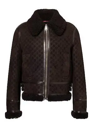 Gucci Relaxed-fit Biker Shearling Jacket - Espresso