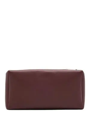 THE ROW Compact Nappa Leather Clutch - Burgundy