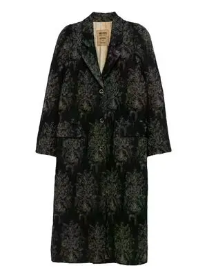 UMA WANG Floral-motif Single-breasted Coat - Black