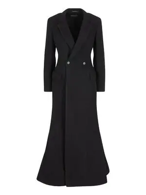 Balenciaga Wool Double-breasted Coat - Black