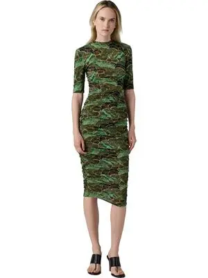 Diane Von Furstenberg Lena Dress - Venice Geo Moss And Tiny Camo Cloud Cavalo