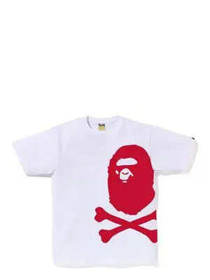 A BATHING APE Big Ape Crossbone Pigment Print Tee Shirt White Pink