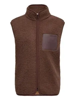 Moncler Nubuck-trimmed Teddy Vest - Brown