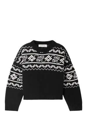 RÓHE Cropped Fair Isle Wool Sweater - Black