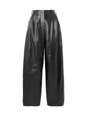 Givenchy Pleated Leather Barrel-leg Pants - Black