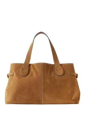 Staud Piper Suede Tote Tan