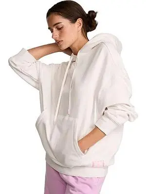 Victoria's Secret Angel Essentials Iconic Fleece Relaxed Hoodie - White,ivory