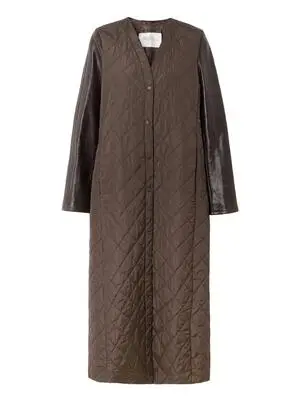 Max Mara Berta Leather-trimmed Quilted Shell Coat - Brown
