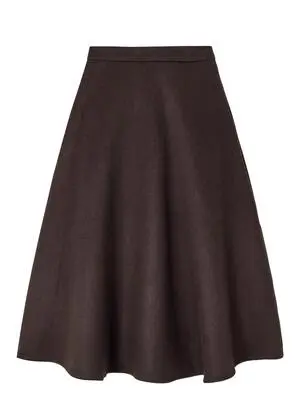 RÓHE Recycled Wool-blend Felt Midi A-line Skirt - Brown