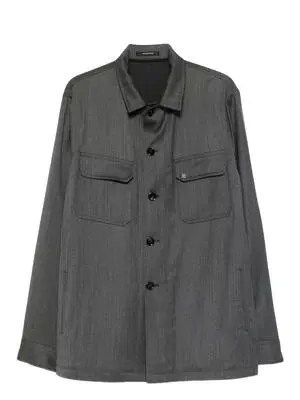 Tagliatore Logo Appliqué Shirt Jacket - Grey