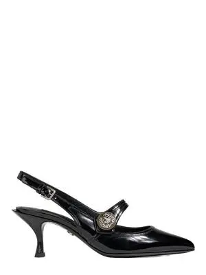 DOLCE & GABBANA Embellished Glossed-Leather Slingback Pumps