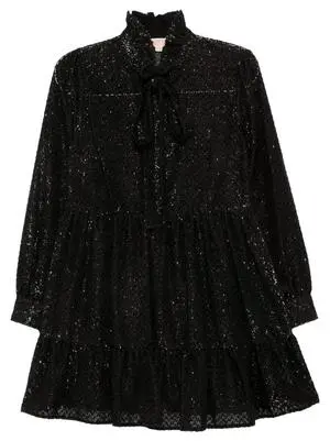 Michael Kors Metallic-clip Jacquard Mini Dress - Black