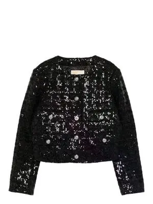 Michael Kors Sequin-embellished Tweed Jacket - Black
