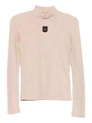 AGNÈS B. Logo-embroidered Turtleneck Top - Neutrals