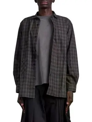 Junya Watanabe Checked Elbow-patch Shirt - Grey