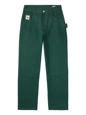 BODE Knolly Brook Straight-Leg Cotton-Twill Trousers Green