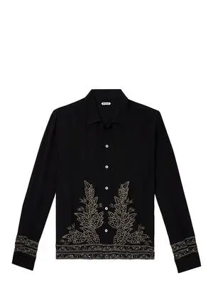 BODE Embellished Silk Shirt - Black
