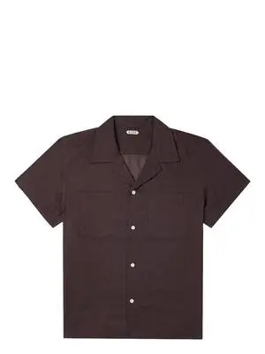 BODE Camp-collar Cotton-voile Shirt - Brown