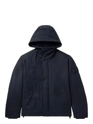Stone Island Virgin Wool-blend Flannel Hooded Parka - Blue