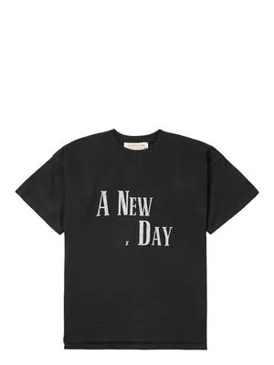 REMI RELIEF A New Day Logo-print Cotton-jersey T-shirt - Black