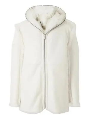 Rick Owens Shearling Hooded Jacket - White