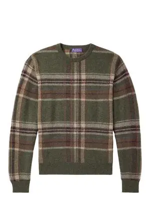 Ralph Lauren Purple Label Checked Alpaca-blend Sweater - Green