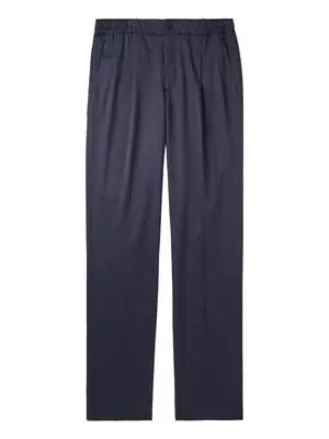 Rubinacci Leisure Straight-leg Pleated Silk-twill Trousers - Blue