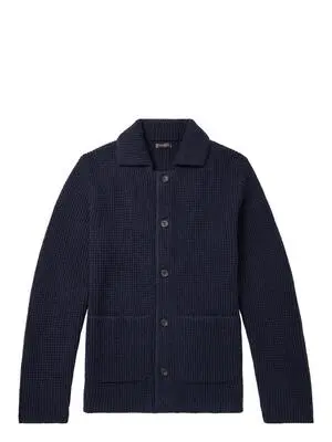 Rubinacci Cashmere Rib Knitted Cardigan - Blue