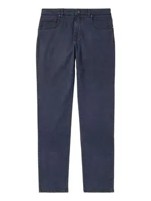 Purdey Slim-fit Straight-leg Cotton-blend Twill Trousers - Blue