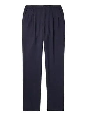 Rubinacci Straight-leg Pleated Super 130s Wool Trousers - Blue