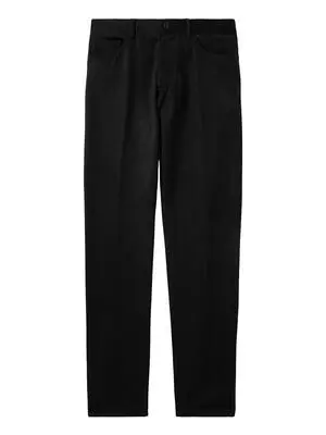 Rubinacci Straight-leg Cotton-moleskin Trousers - Black