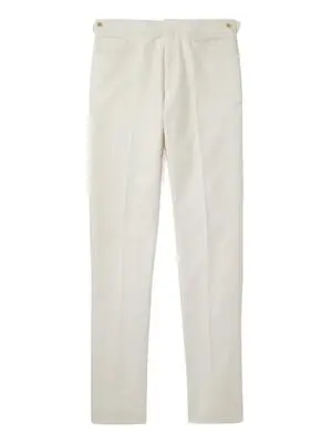 Ralph Lauren Purple Label Slim-leg Cotton-moleskin Trousers - Neutrals