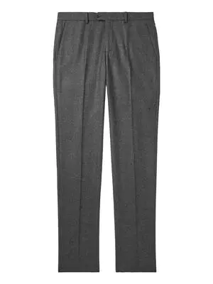 Rubinacci Luca Slim-fit Tapered Wool-flannel Trousers - Gray