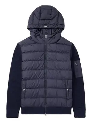 HERNO Wool-Sleeve Hooded Down Jacket