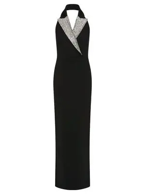 Rebecca Vallance Alistair Embellished Halterneck Gown - Black