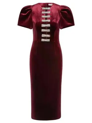 Rebecca Vallance Edwiena Puff-sleeve Midi Dress - Red