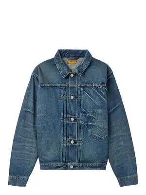 HUMAN MADE Embroidered Denim Trucker Jacket - Blue
