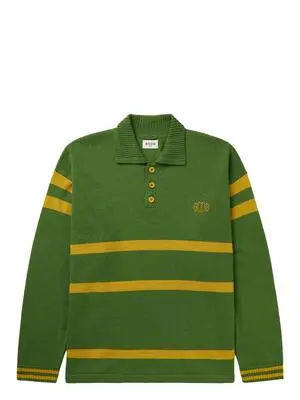 BODE Regis Logo-embroidered Striped Wool Polo Sweater - Green