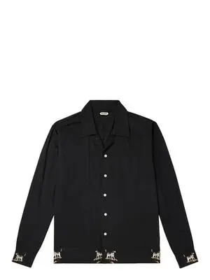 BODE Pointer Camp-collar Embroidered Cotton Shirt - Black