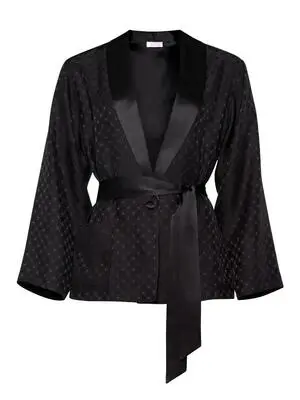 ERES Velours Geometric-pattern Lounge Cardigan - Black