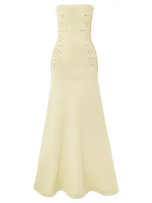 DIOTIMA Mavis Strapless Pointelle-knit Cotton-blend Maxi Dress - Yellow