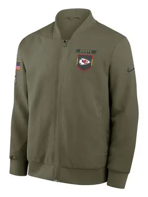 Nike Kansas City Chiefs Salute To Service Sideline Nfl Full-zip Bomber Jacket - Brown