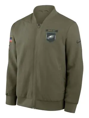 Nike Philadelphia Eagles Salute To Service Sideline Nfl Full-zip Bomber Jacket - Brown
