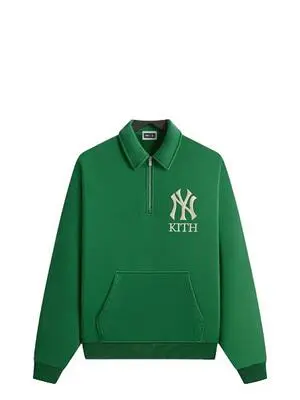 Kith X New York Yankees Quarter Zip Popover Sweatshirt - Kelly