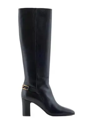 Emporio Armani Buckle-detail Block-heel Boots - Black