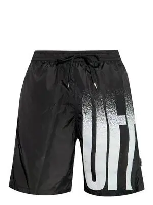 Off-White Logo-print Drawstring Swim Shorts - Black