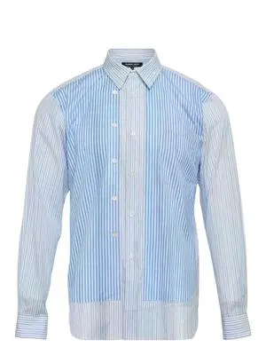 Comme Des Garçons Striped Panelled Shirt - Blue