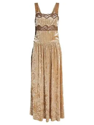 Loretta Caponi Velvet Sabine Midi Dress - Beige