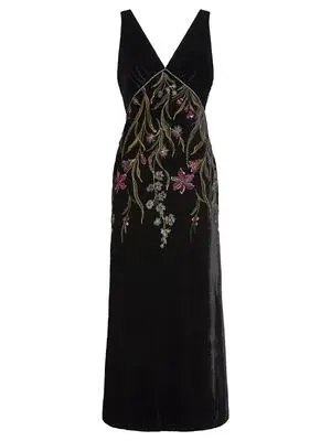 Loretta Caponi Velvet Zaffira Maxi Dress - Black